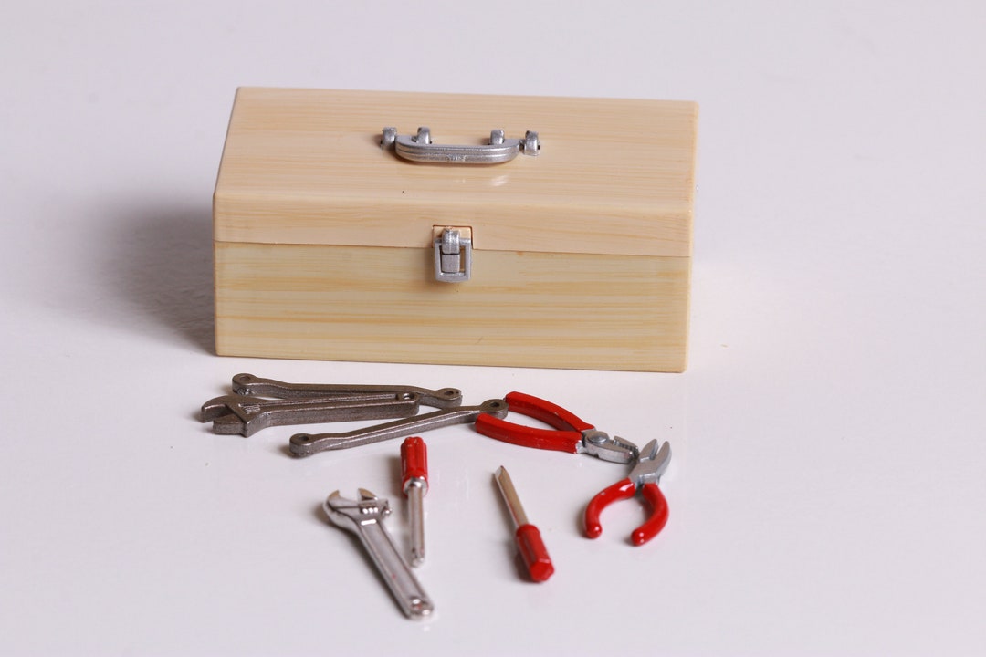 1:12 Scale Tool Box Toolbox Tools Dollhouse Miniatures Hammer Tool Set ...
