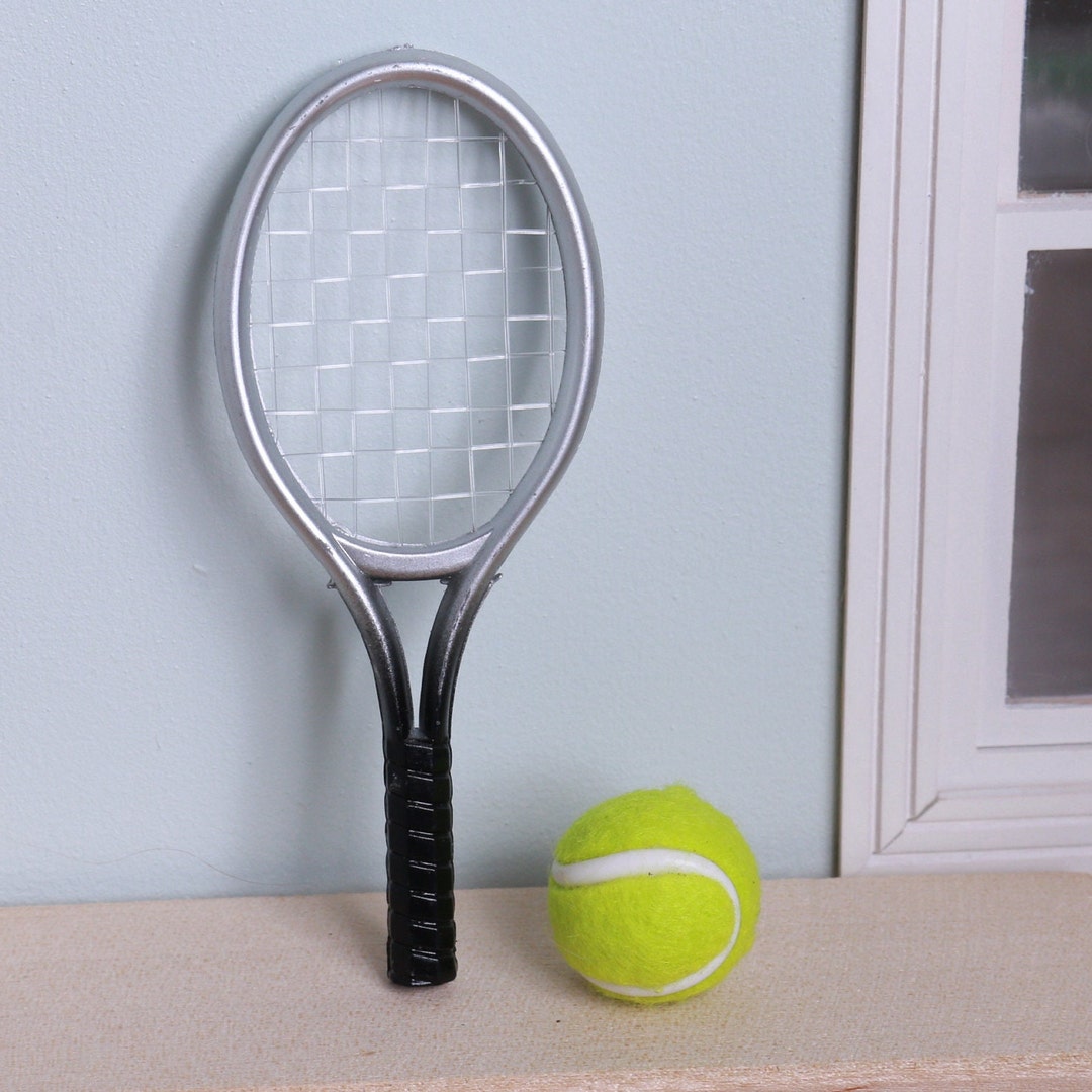 1:6 Scale Tennis Racket Ball Sports School Dollhouse Miniatures ...