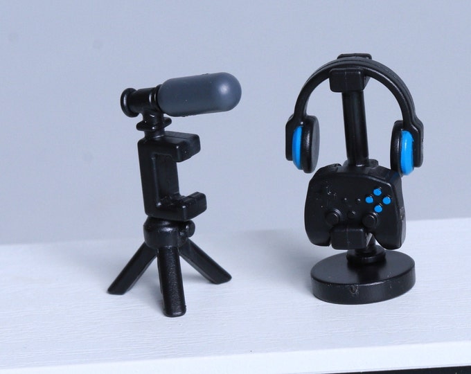 1:12 Scale Video Game Controller Headset Microphone Game Gaming ...