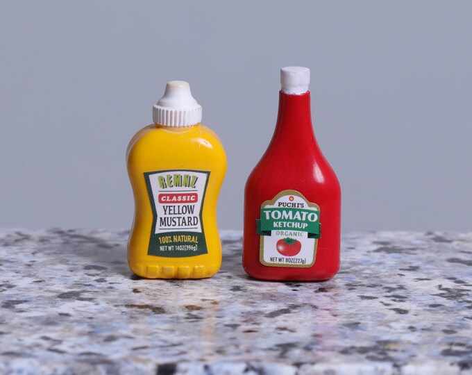 1:12 Scale Ketchup Mustard Dollhouse Miniatures Condiments Groceries ...