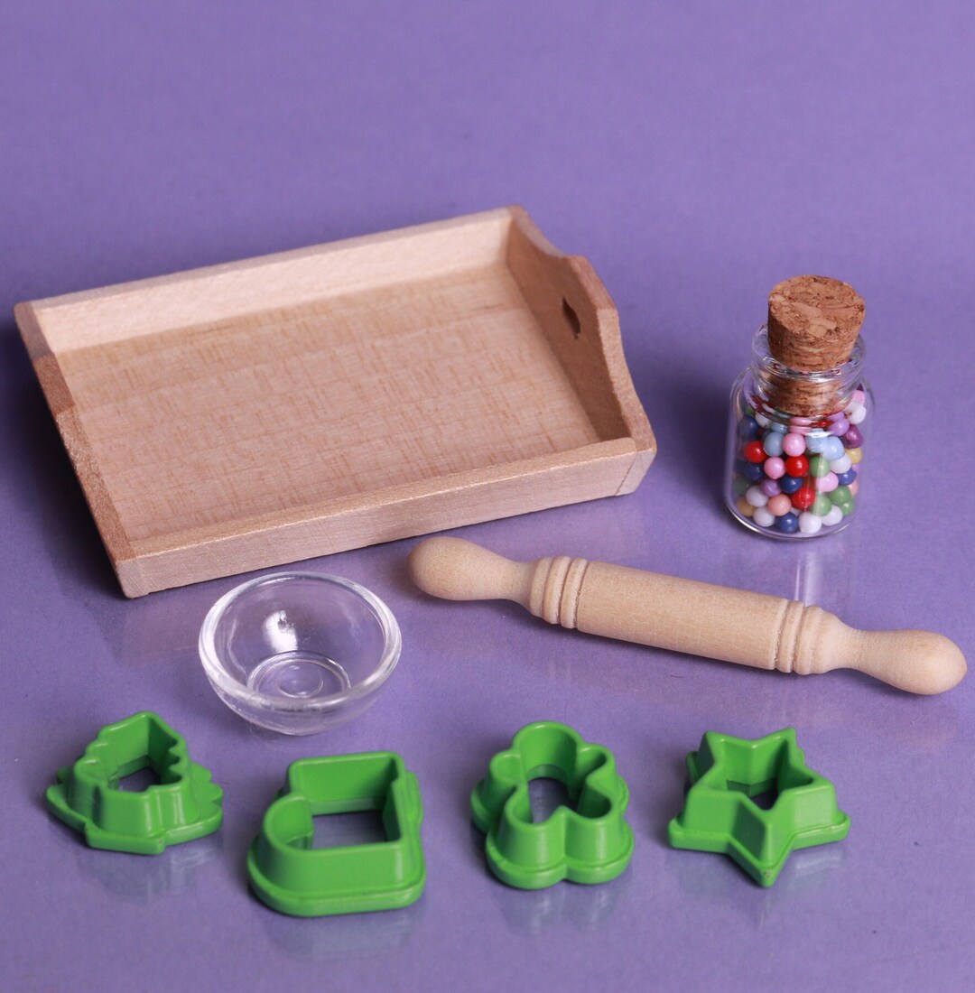 1:12 Scale Cookie Cutters Baking Rolling Pin Kitchen Utensils Dough ...