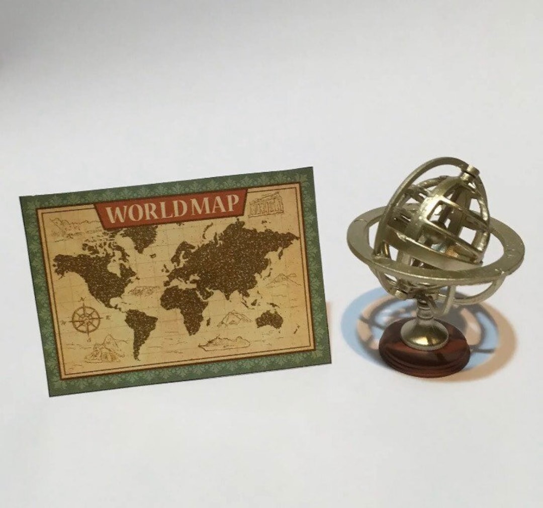 1:6 Scale Miniature Antique Style World Globe Map Dollhouse Miniatures ...