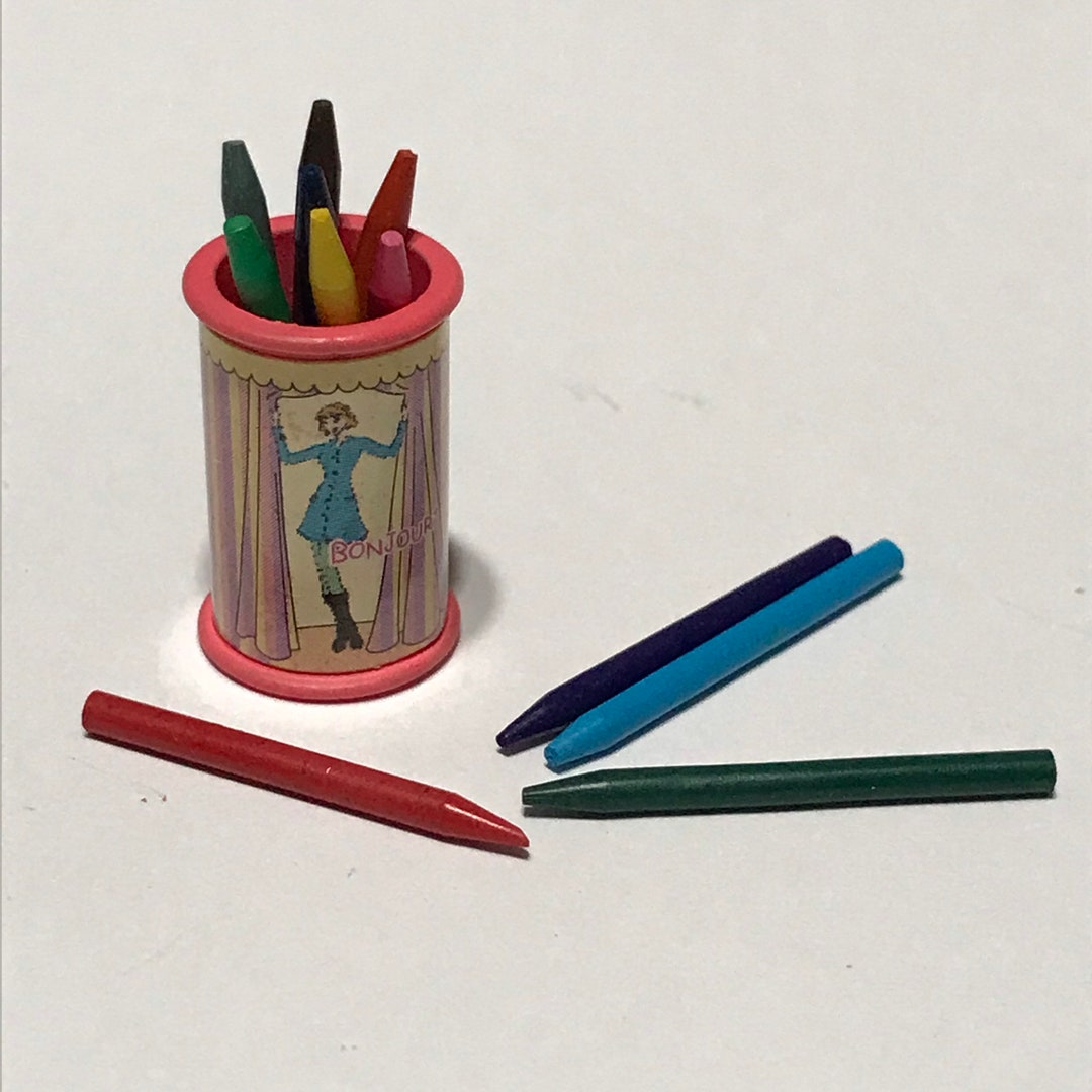 Miniature Crayon Set Dollhouse Miniatures 1:12 1/6 Scale Stationery ...