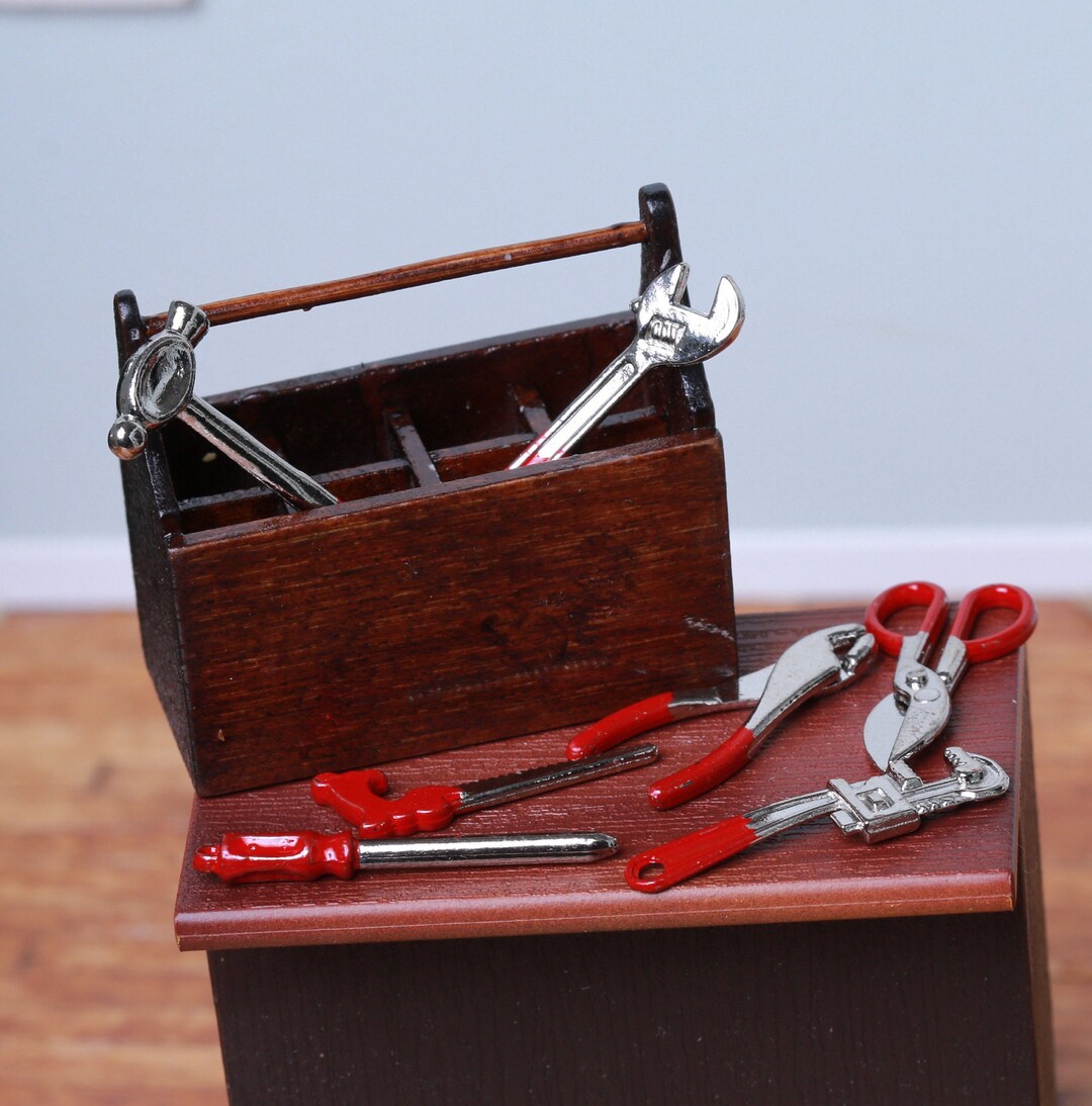 1:6 Scale Tools Toolbox Pliers Hammer Dollhouse Miniature Case Tools ...