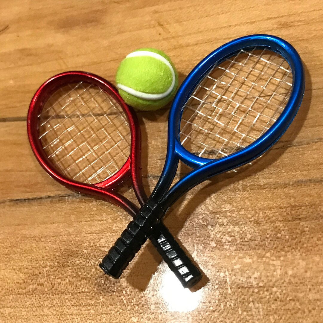 1:6 Scale Tennis Racket Ball Sports School Dollhouse Miniatures ...