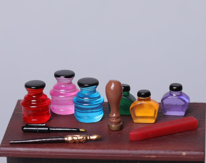 Miniature Antique Writing Utensils Letter Dollhouse Miniatures 1/6 1:12 ...