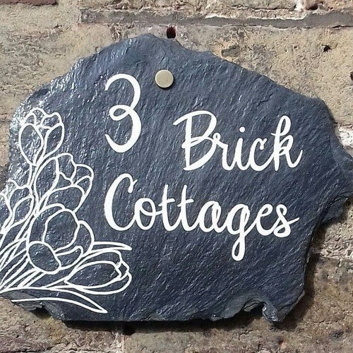 Rustic Slate House Number Slate Gate Sign Plaque Stone Door | Etsy