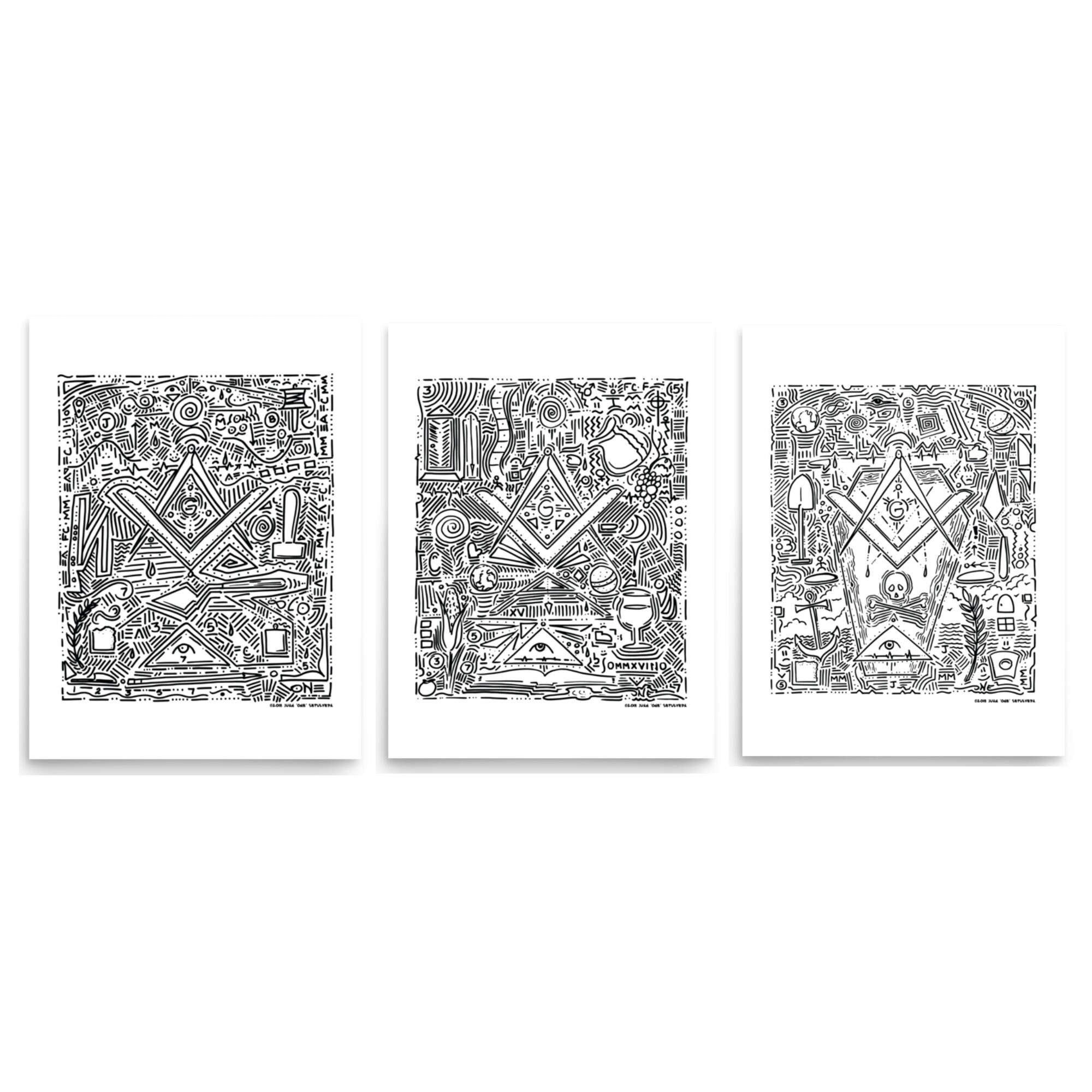Masonic Pop Art Collection | Set of 3 | 12" X 16" Paper Print - Etsy