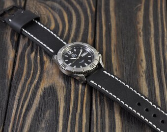 Handmade Leather Men's Watch Strap 16mm 18mm 20mm 21mm 22mm 24mm 26mm ...