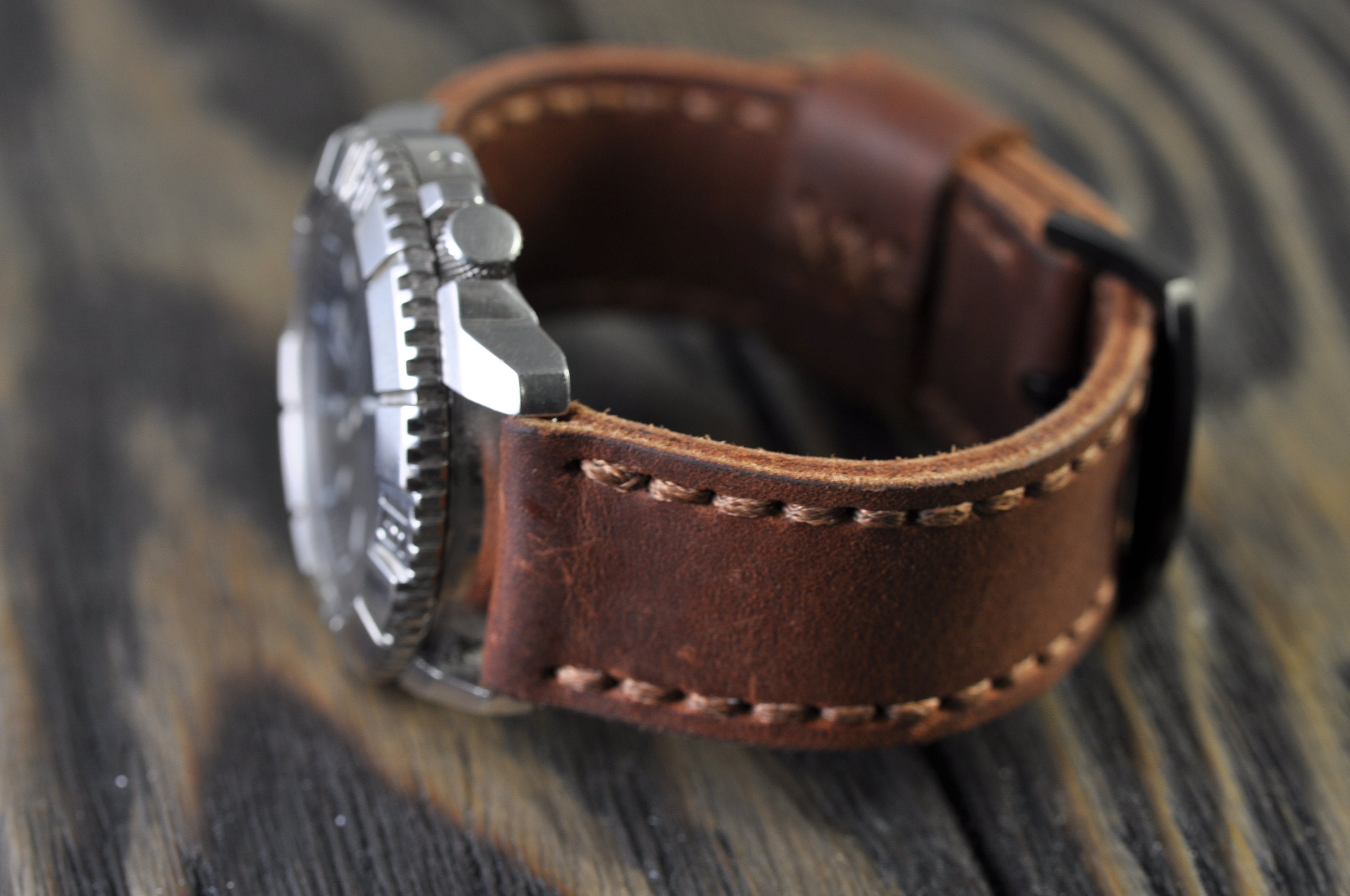Leather Handmade Men's Watch Strap 18mm 20mm 22mm 24mm 26mm Yellow ...