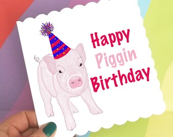 Pig birthday card | Etsy