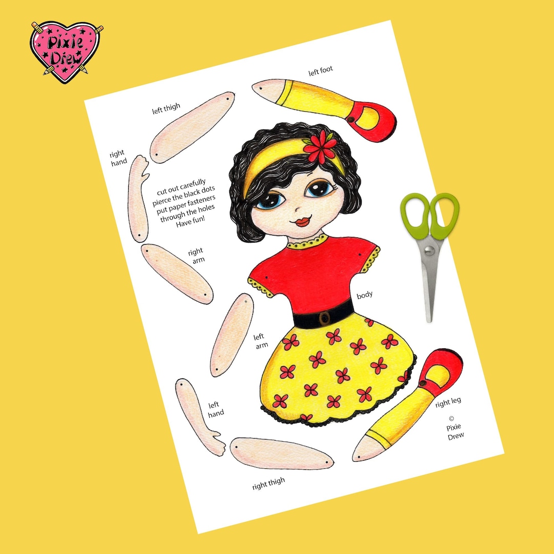Articulated Paper Doll Instant Download . DIY Little Girl Doll ...