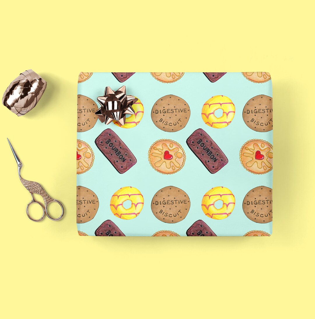 Biscuit Wrapping Paper Jammy Dodger Bourbon Digestive Gift - Etsy UK