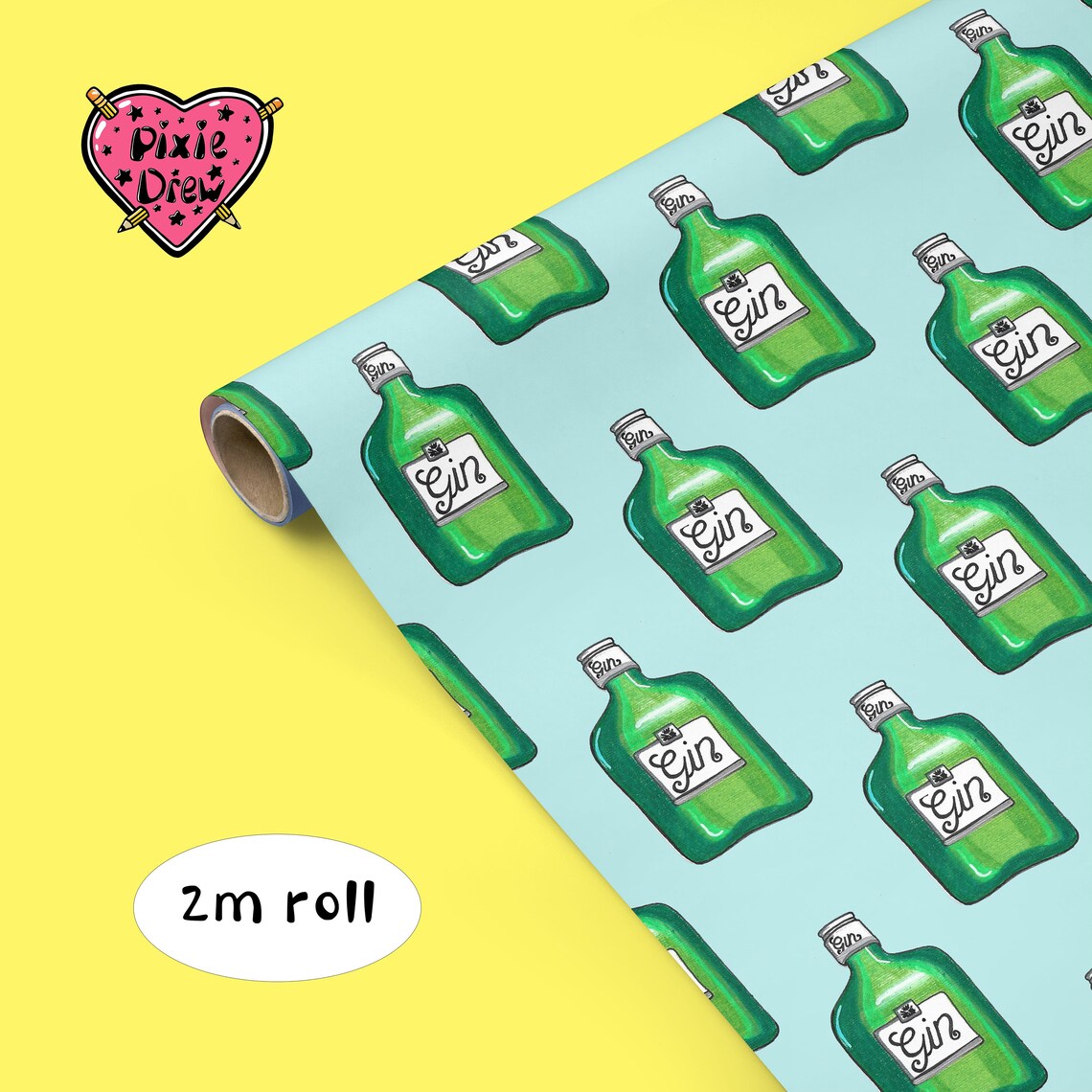 Gin Bottle Gift Wrap Bottle of Gin Wrapping Paper Gin Bottle - Etsy