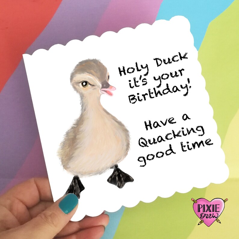 Holy duck birthday card duck birthday card pun birthday | Etsy