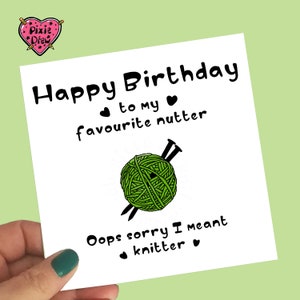 Knitters Birthday Card, Funny Knitting Birthday Card With a Ball of ...