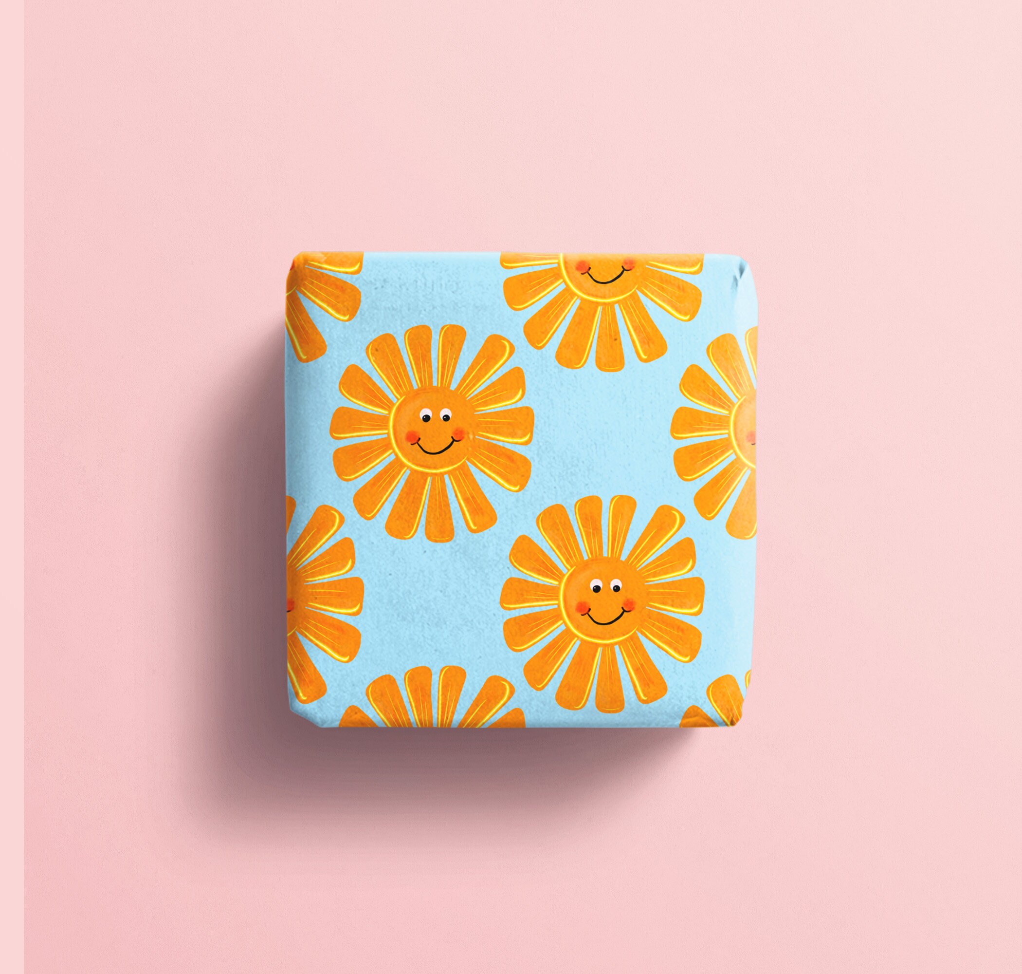 Sunshine Gift Wrap Sun Wrapping Paper Smiling Sun Gift Wrap - Etsy UK
