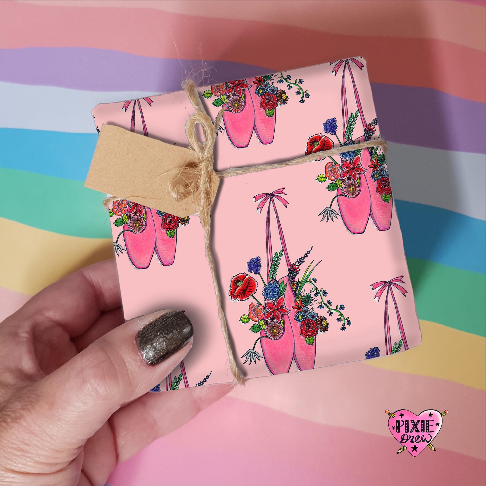 Ballet Shoe Gift Wrap Ballerina Wrapping Paper Ballet Shoes | Etsy