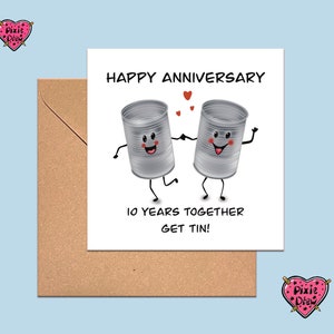 Tin Anniversary Card, Happy Tenth Anniversary Card With 2 Tins - Etsy UK