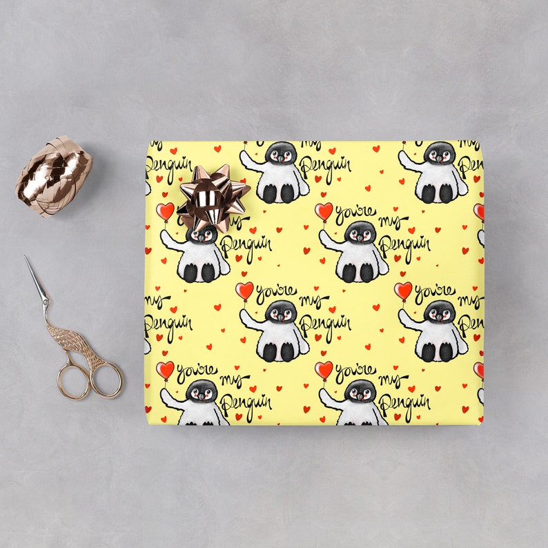 Eco Penguin Wrapping Paper, Baby Wrapping Paper, You Are My Penguin ...