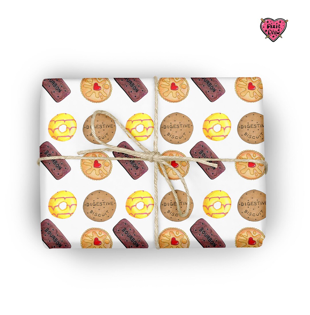Biscuit Wrapping Paper, Jammy Dodger, Bourbon, Digestive Gift Wrap ...