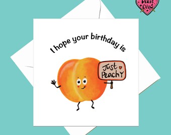 Peach Happy Birthday Card - Etsy
