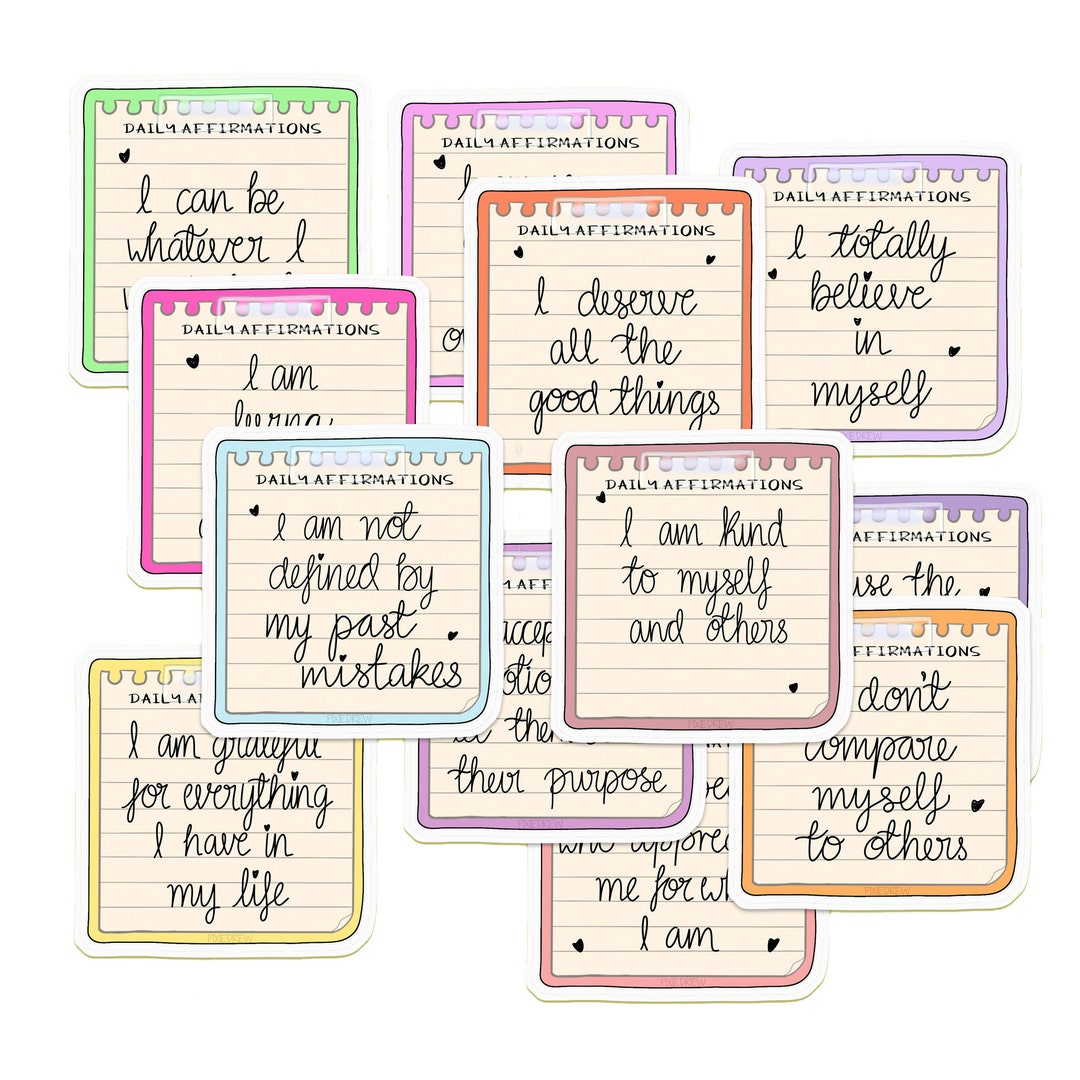Daily Affirmations Sticky Notes Png Printable Stickers, Inspirational ...