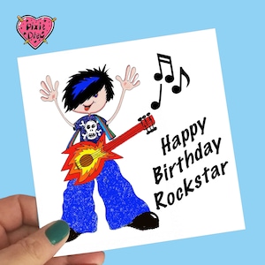 Rockstar Birthday Card, Musician Greeting Card - Etsy UK