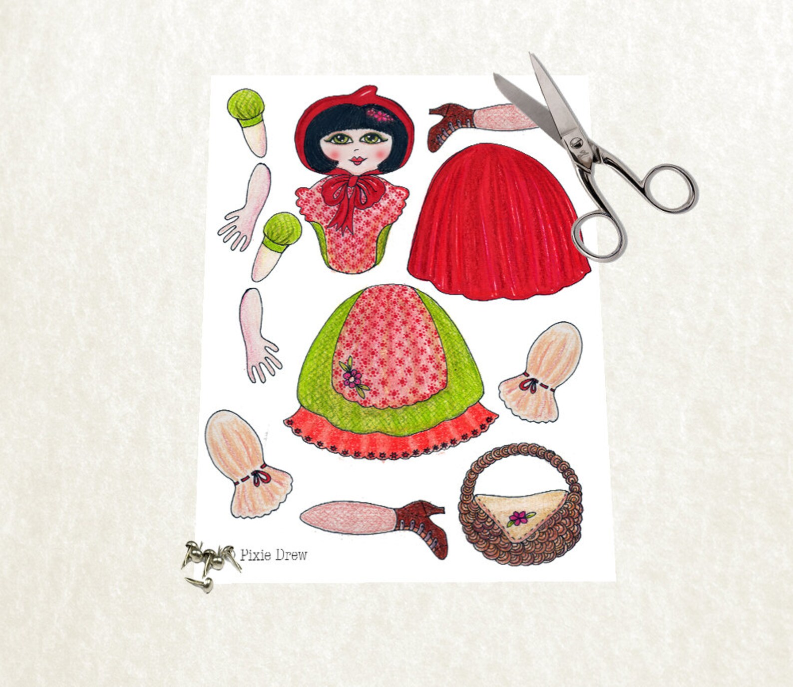 Little Red Riding Hood Paper Doll Instant Download. DIY Paper - Etsy
