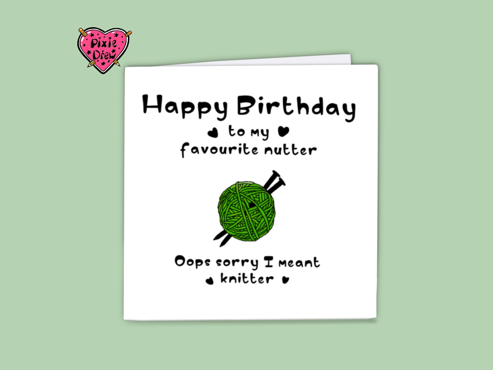 Knitters Birthday Card, Funny Knitting Birthday Card With a Ball of ...
