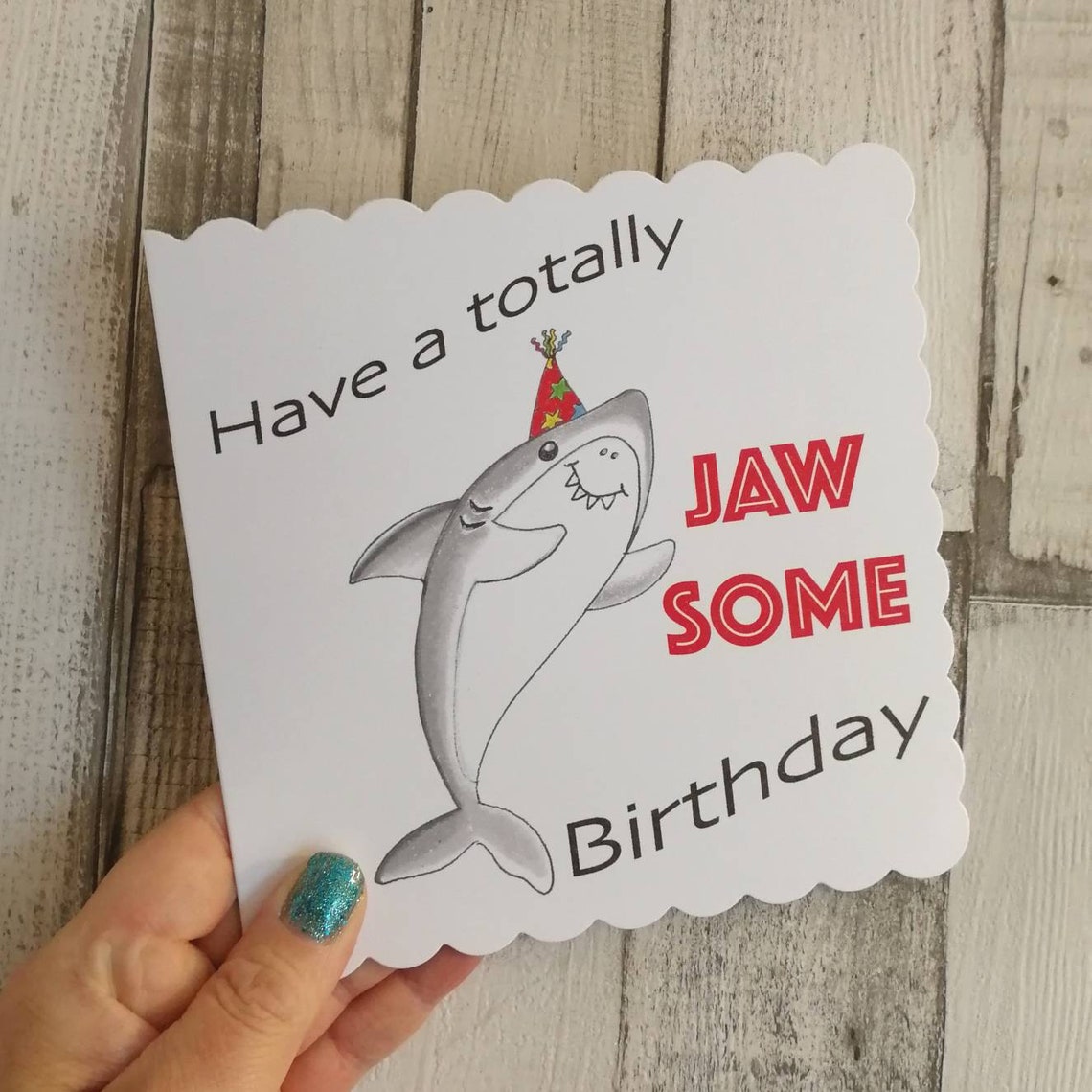 Happy Birthday Shark Card Jawsome Birthday Card Shark Pun | Etsy