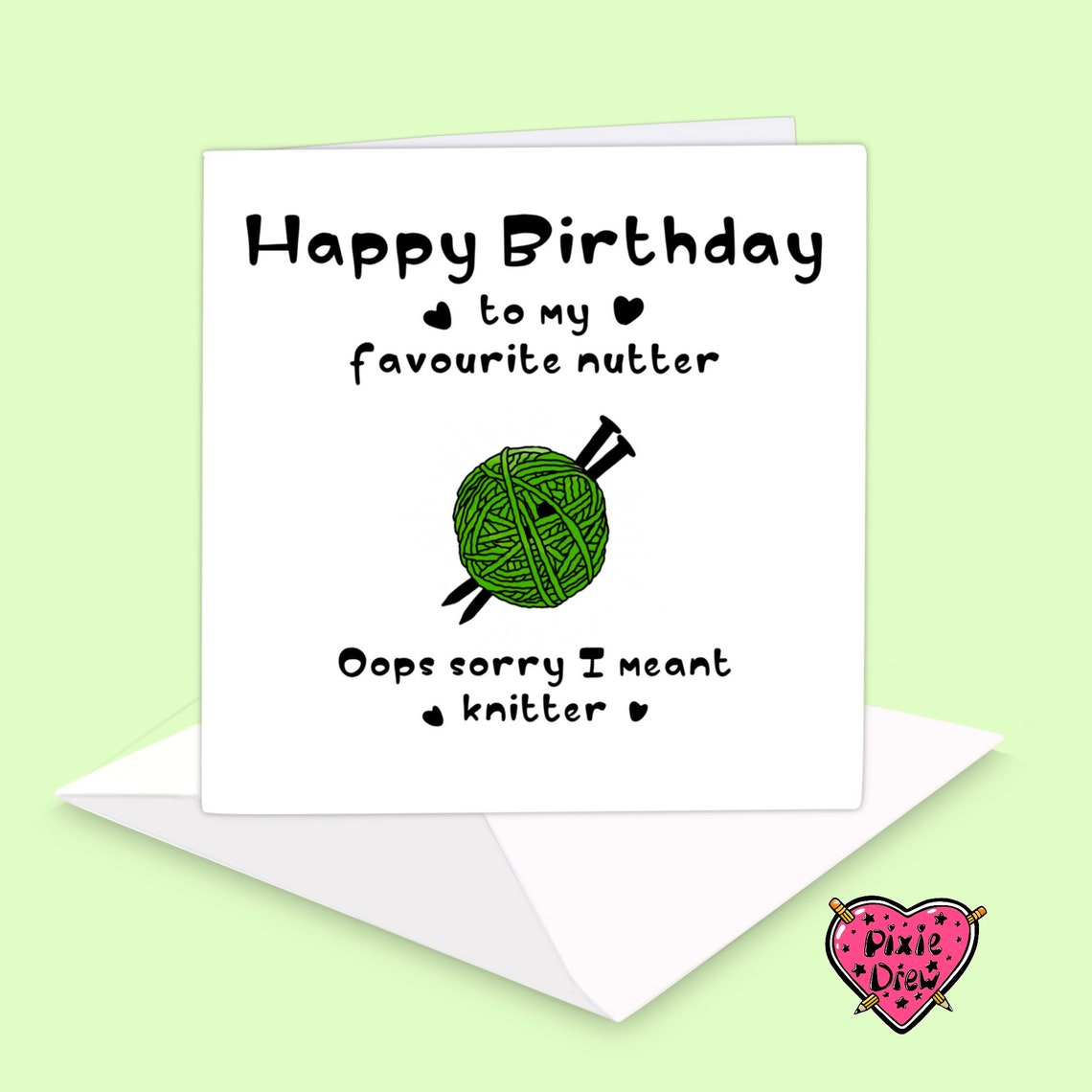 Knitters Birthday Card, Funny Knitting Birthday Card With a Ball of ...