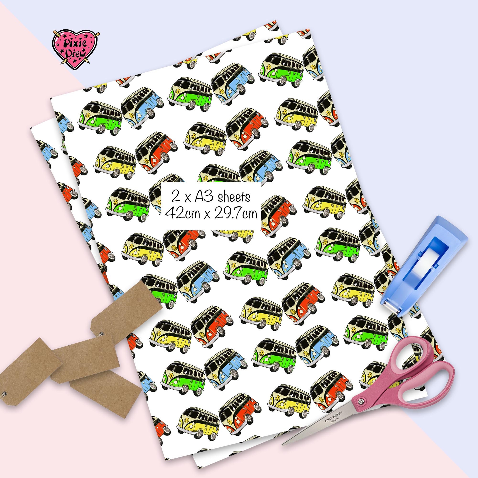 Camper van Gift wrap, camper wrapping paper, vehicle gift wrap, novelty ...