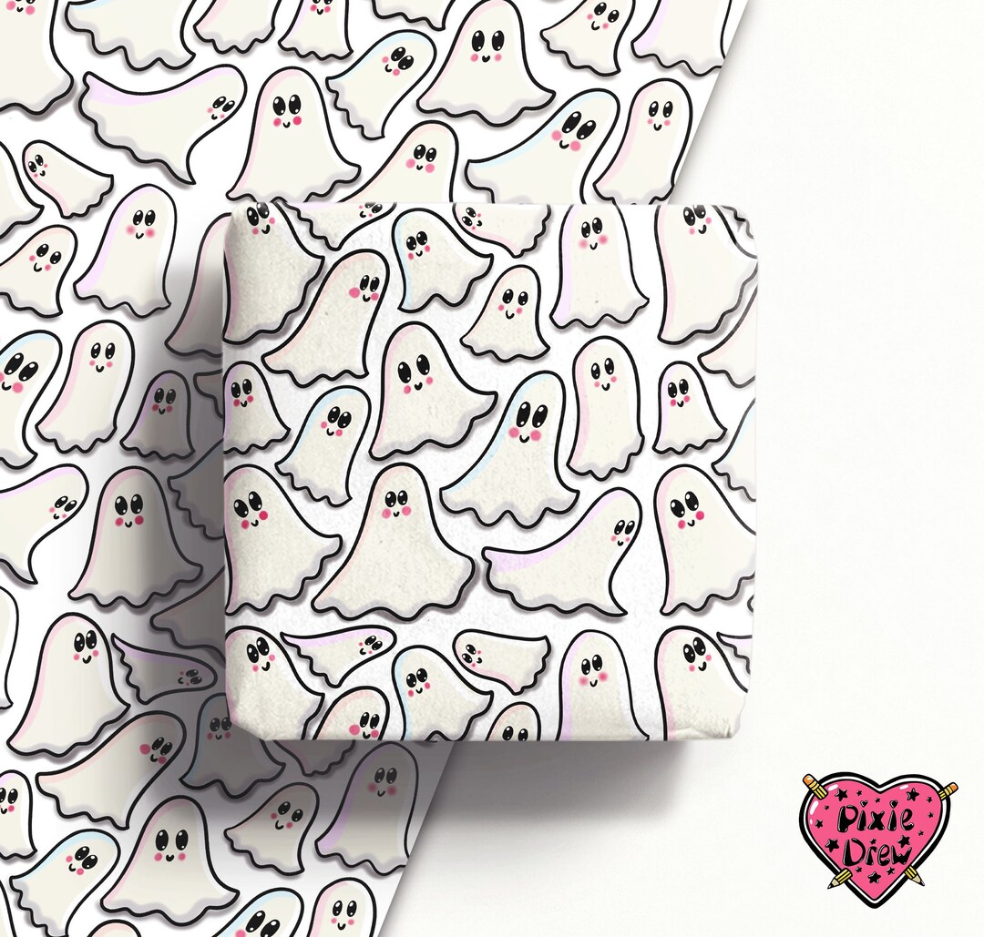 Little Ghost Wrapping Paper, Spooky Birthday Gift Wrap - Etsy