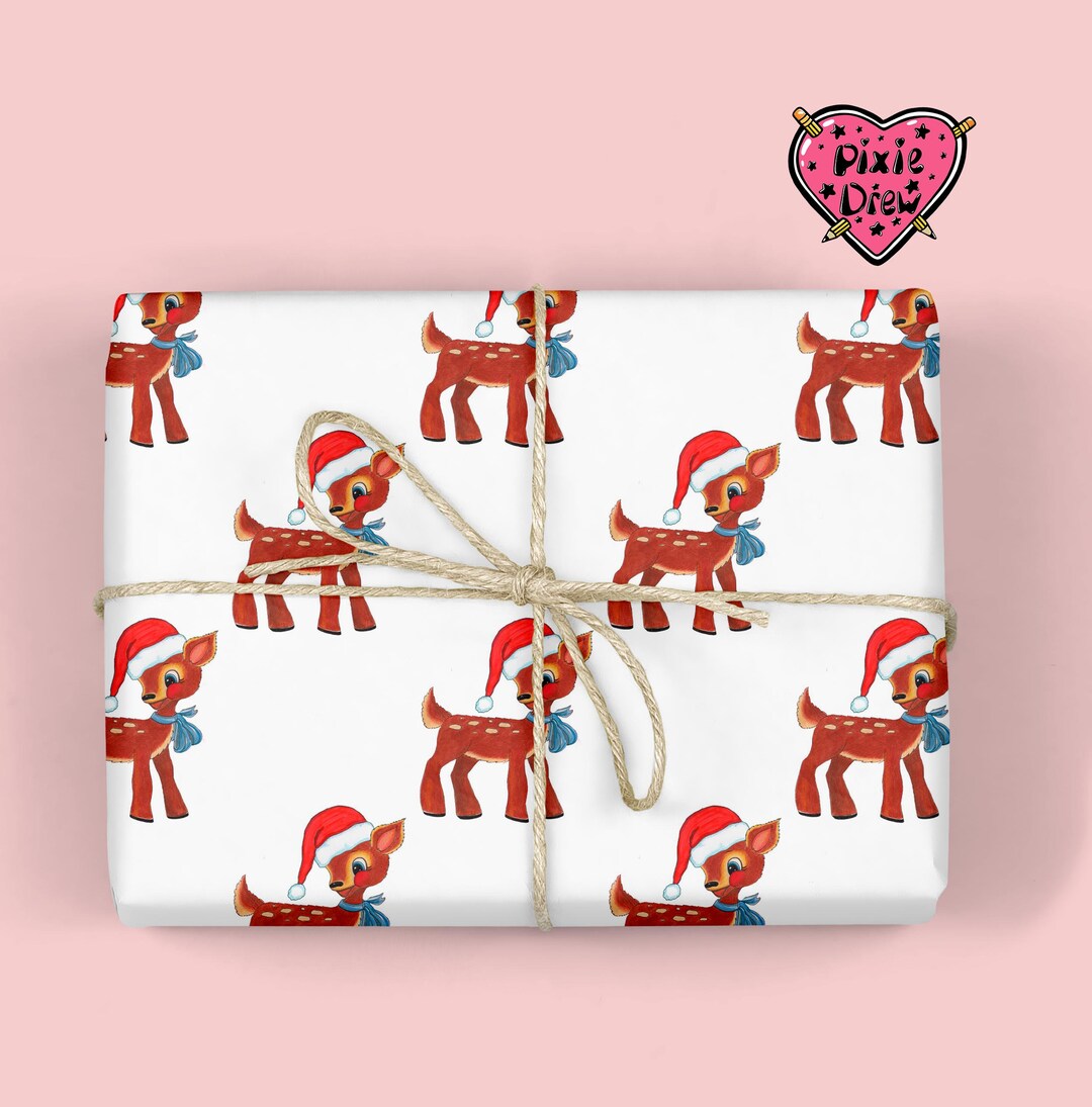 Deer Christmas Wrapping Paper Sheets Gift Wrap With a Little - Etsy