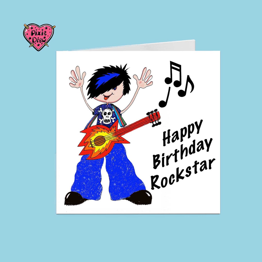 Rockstar Birthday Card, Musician Greeting Card - Etsy UK
