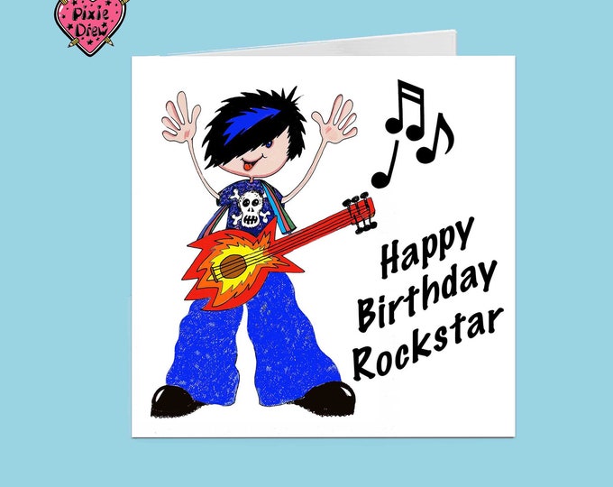 Colourful You're A Rockstar Card - Etsy