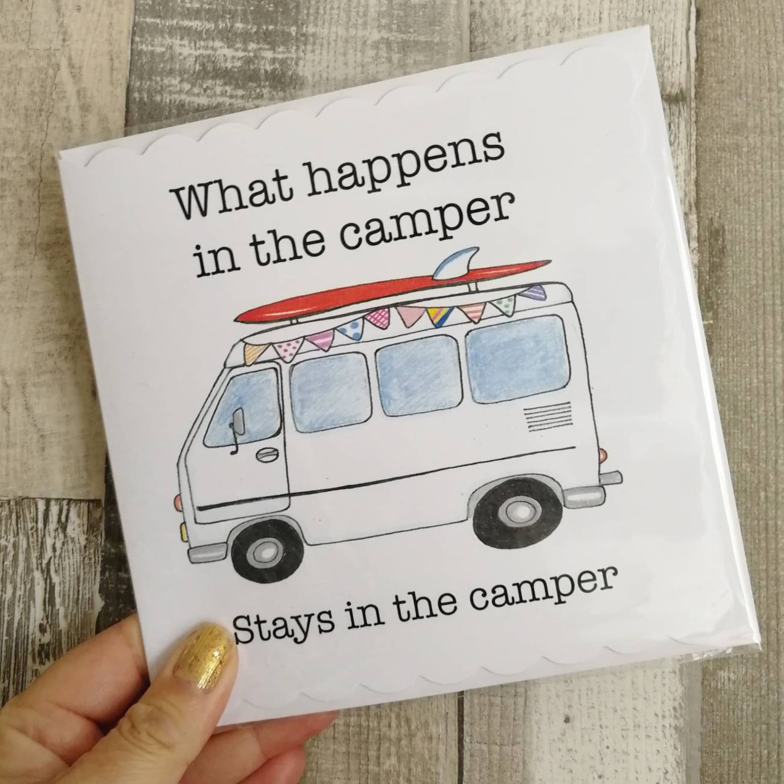 Camper Van Greetings Card What Happens in the Camper Stays in | Etsy