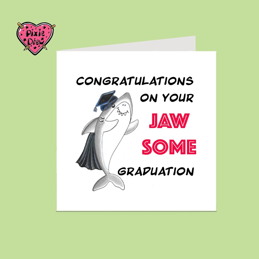 Funny Shark Graduation Card, Congratulations Card, Shark Card, Funny ...