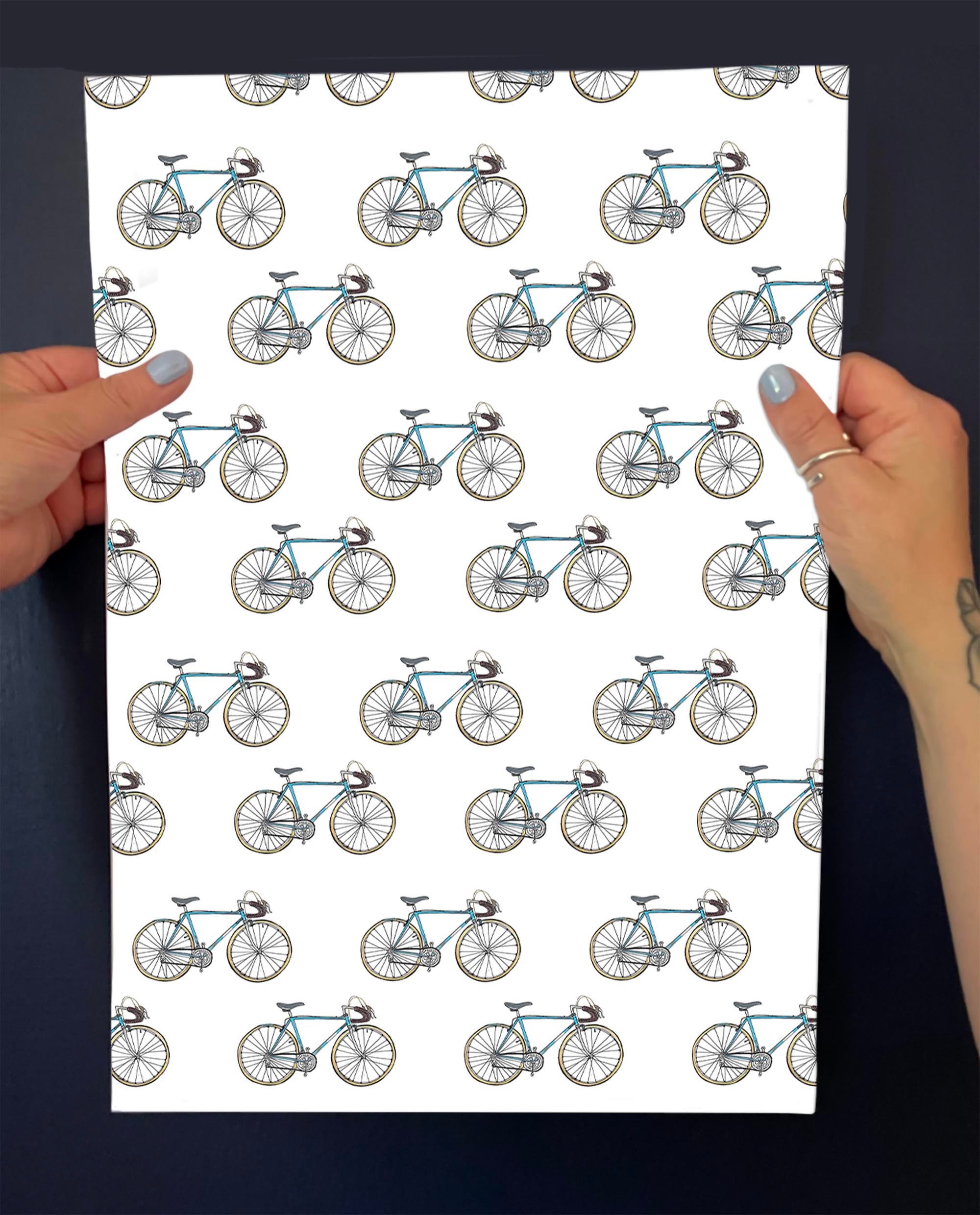 Bicycle Gift Wrap Bike Eco Wrapping Paper With Blue or Red - Etsy