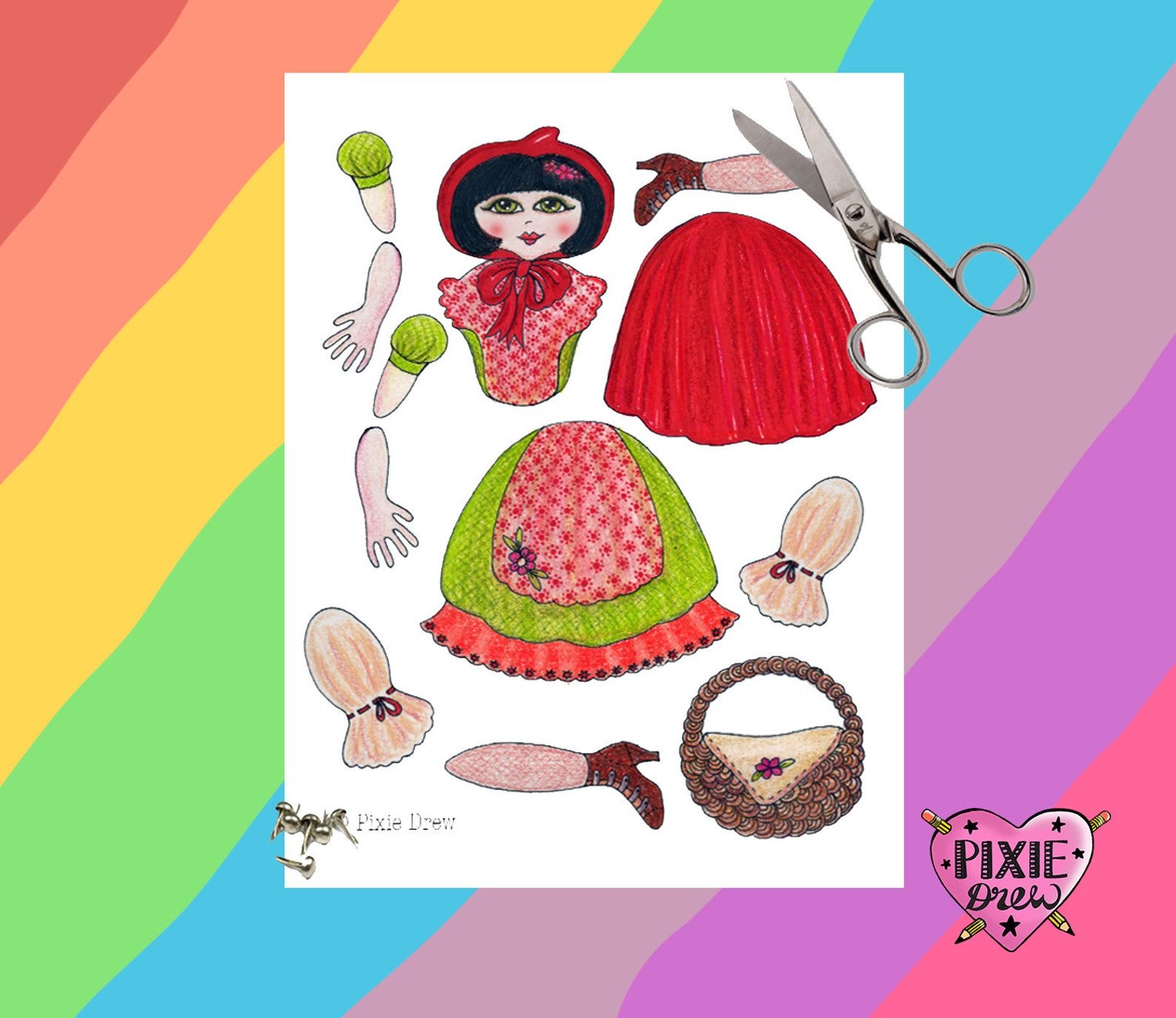 Little Red Riding Hood Paper Doll Instant Download. DIY Paper - Etsy