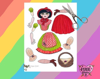 Red Riding Hood Paper Doll - Etsy