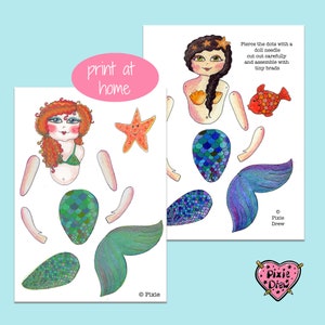 Articulated Mermaid Paper Doll Instant Download for You to Make at Home ...