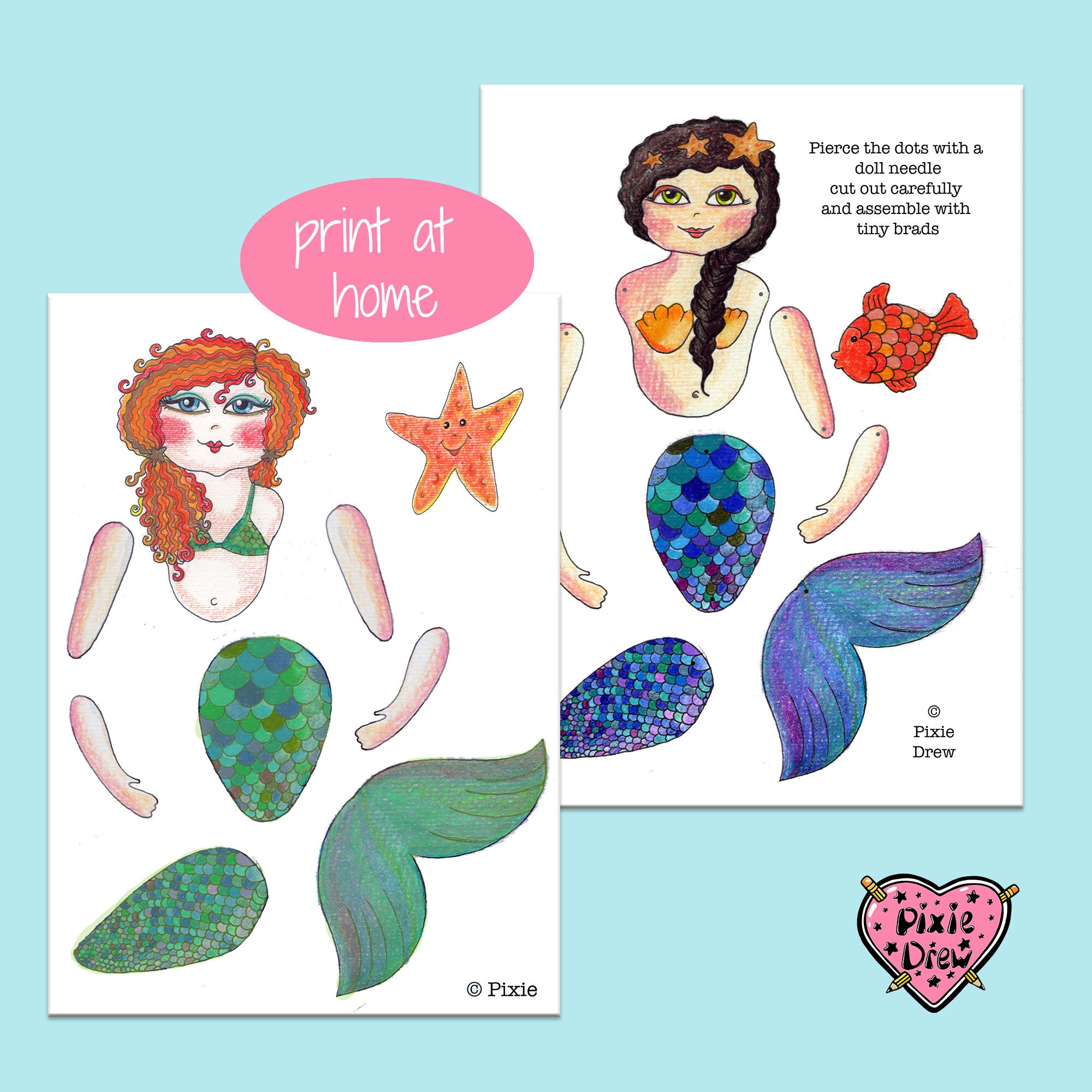 Articulated Mermaid Paper Doll Instant Download for You to - Etsy Canada