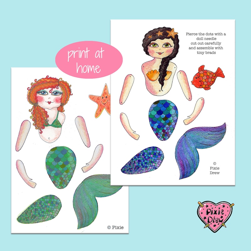 Mermaid Paper Dolls - Etsy