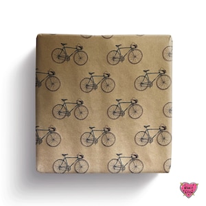 Bicycle Gift Wrap, Bike Eco Wrapping Paper With Blue or Red Road Bikes ...