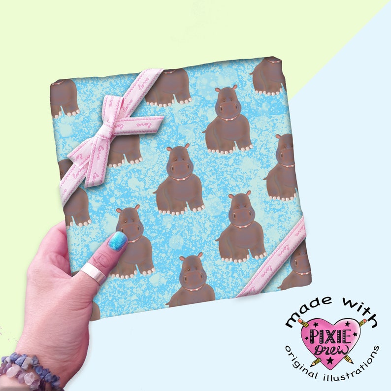 Hippopotamus Gift Wrap Hippo Wrapping Paper Hippo Gift Wrap - Etsy UK