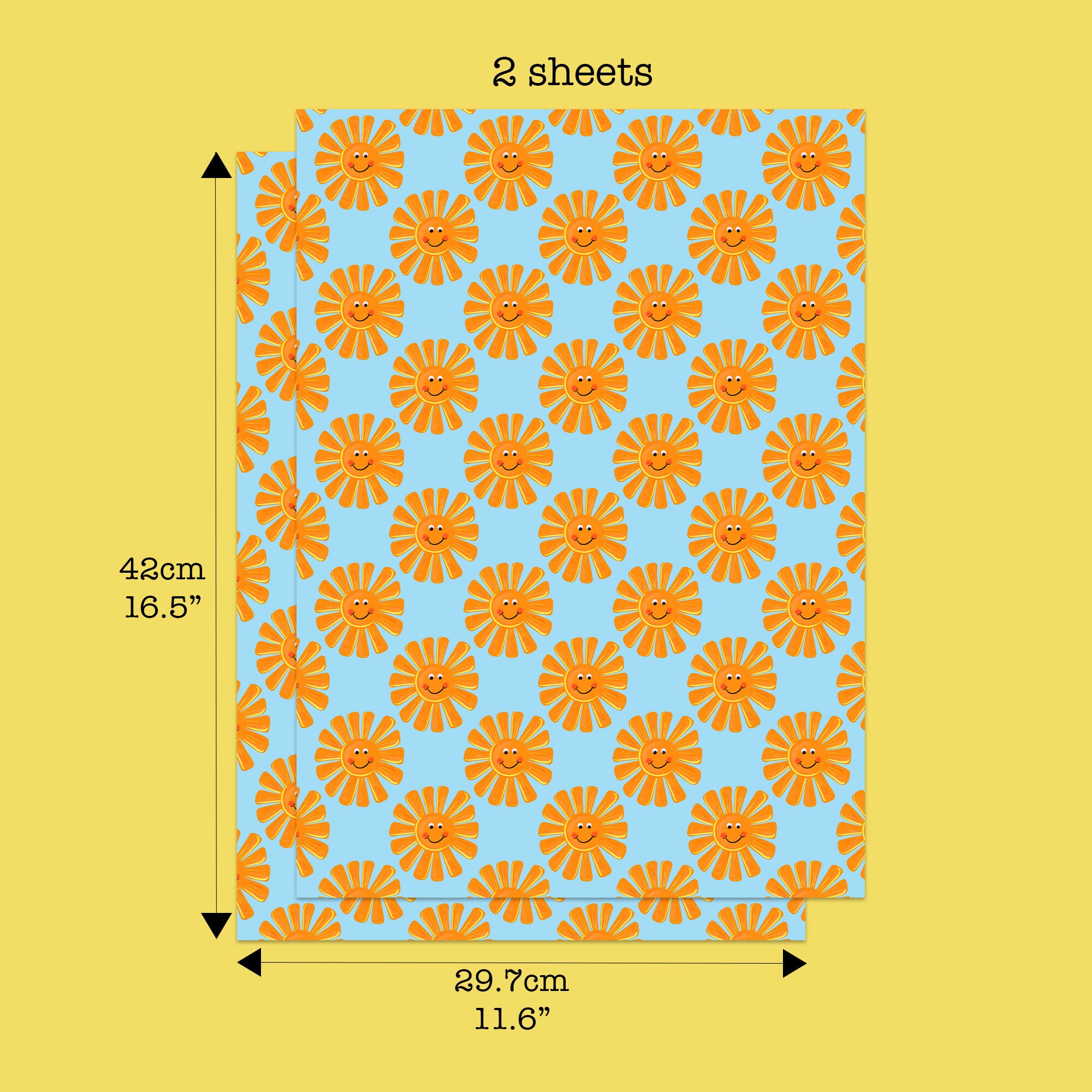 Sunshine Gift Wrap Sun Wrapping Paper Smiling Sun Gift Wrap - Etsy UK