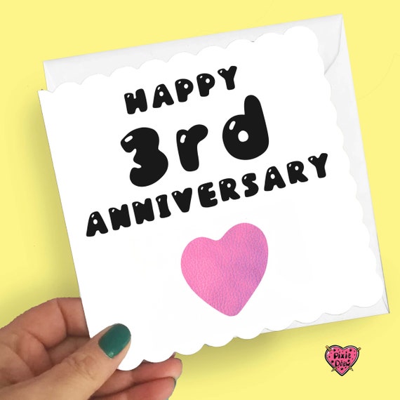 3rd Anniversary Card Happy Third Anniversary Card With a | Etsy