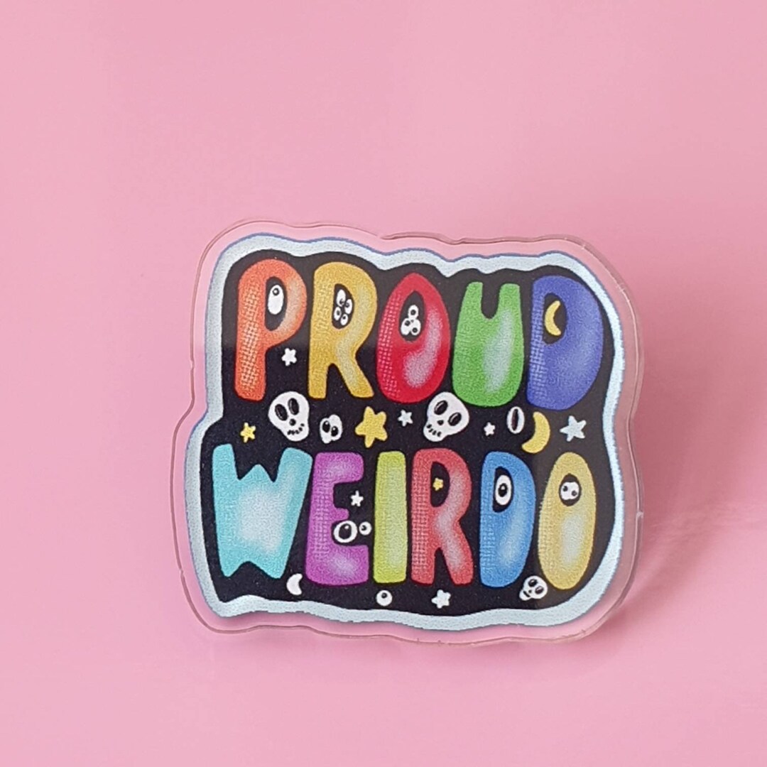 Stolze Weirdo Brosche, weirdo Pin, Weirdo Typografie Totenkopf ...